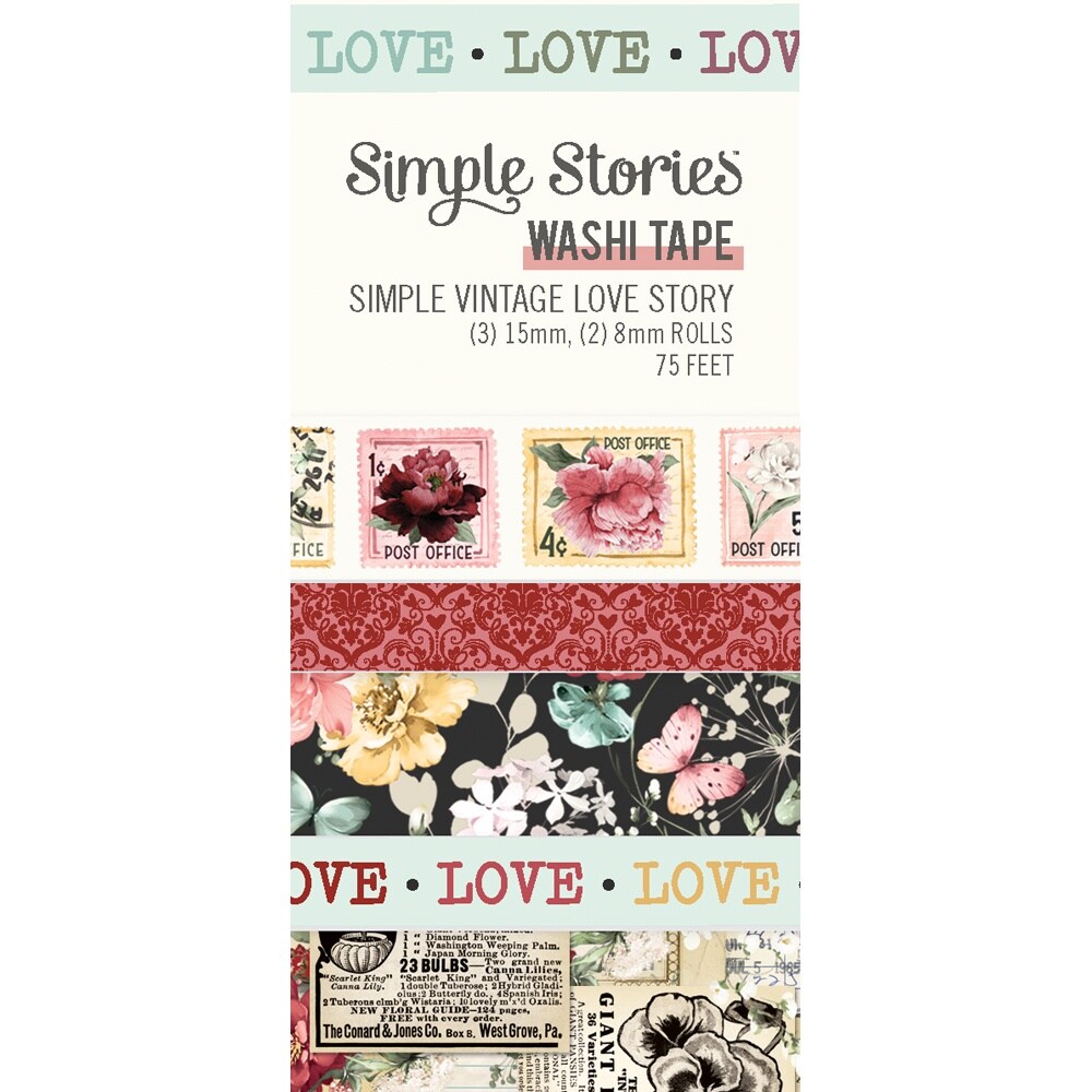Simple Vintage Love Story Washi Tape-5/Pkg | Michaels