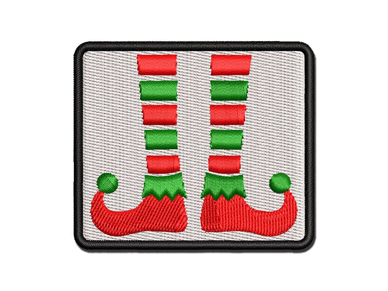 Elf Feet Christmas Multi-Color Embroidered Iron-On or Hook & Loop Patch ...
