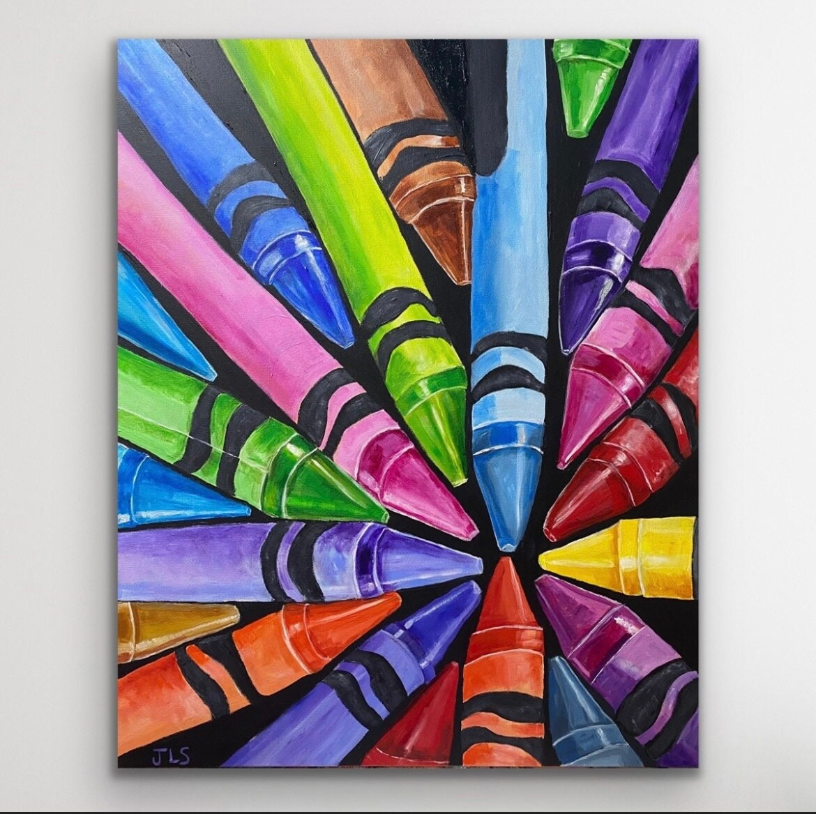 True Colors, crayons, acrylic painting on stretched canvas 24 x 30 ...