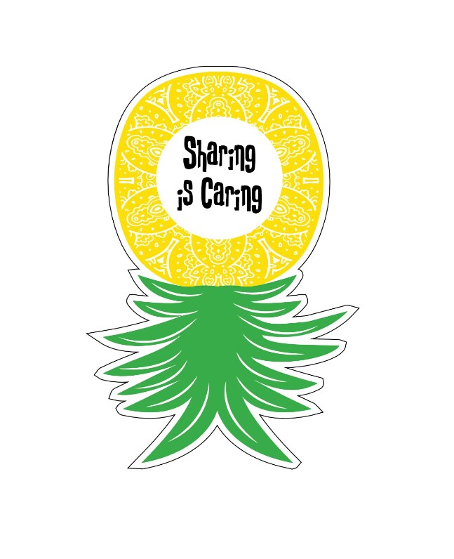 Sharing is Caring Upside Down Pineapple Magnet Decoration Customized ...
