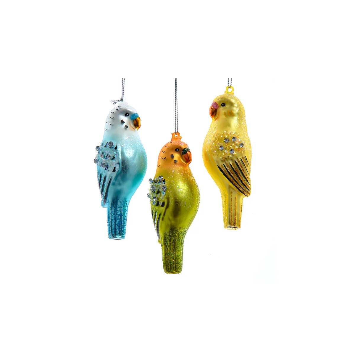 KSA Set of 12 Multi-color Parakeet Glass Christmas Ornament 1.5" | Michaels
