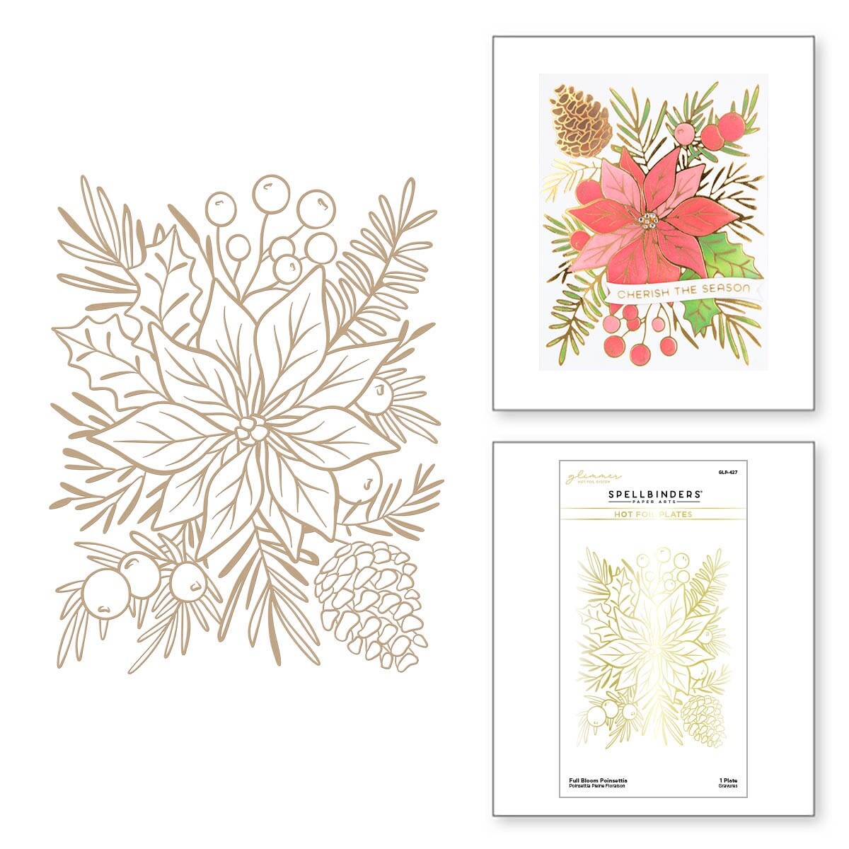 Spellbinders Glimmer Hot Foil Plate-Full Bloom Poinsettia, Count: 1 ...