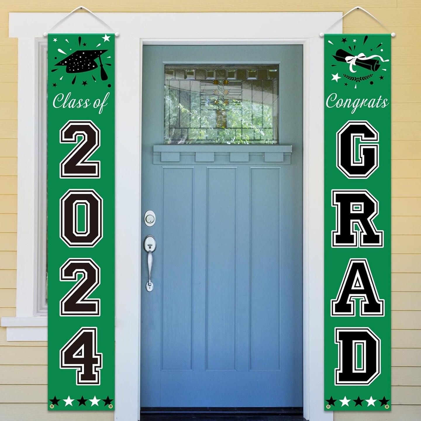 Blue Graduation Decorations Class of 2024, Congrats Grad Porch Banner ...