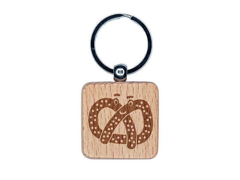 Kawaii Pretzel Cute Engraved Wood Square Keychain Tag Charm | Michaels