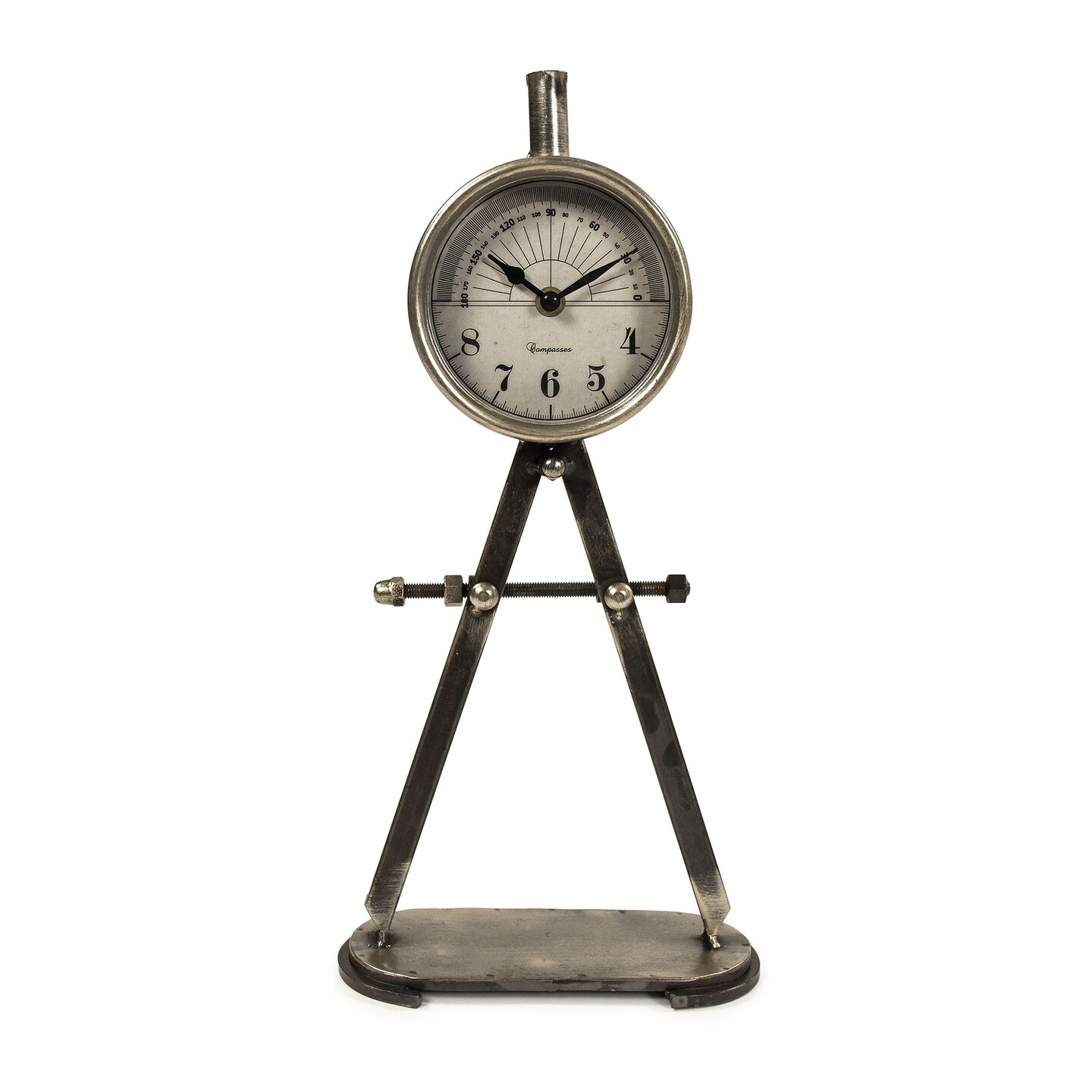 Zentique 17" Silver and White Rustic Finish Compass Desk Clock | Michaels