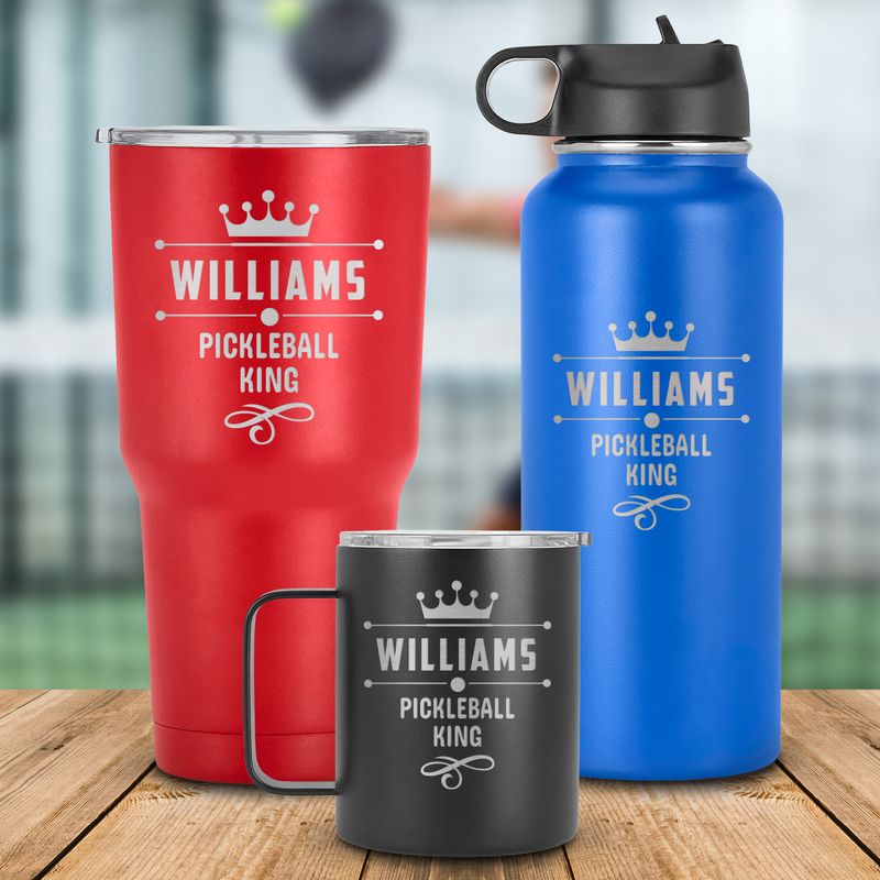 Pickleball Gifts for Men, Pickleball King Engraved Stainless Steel ...