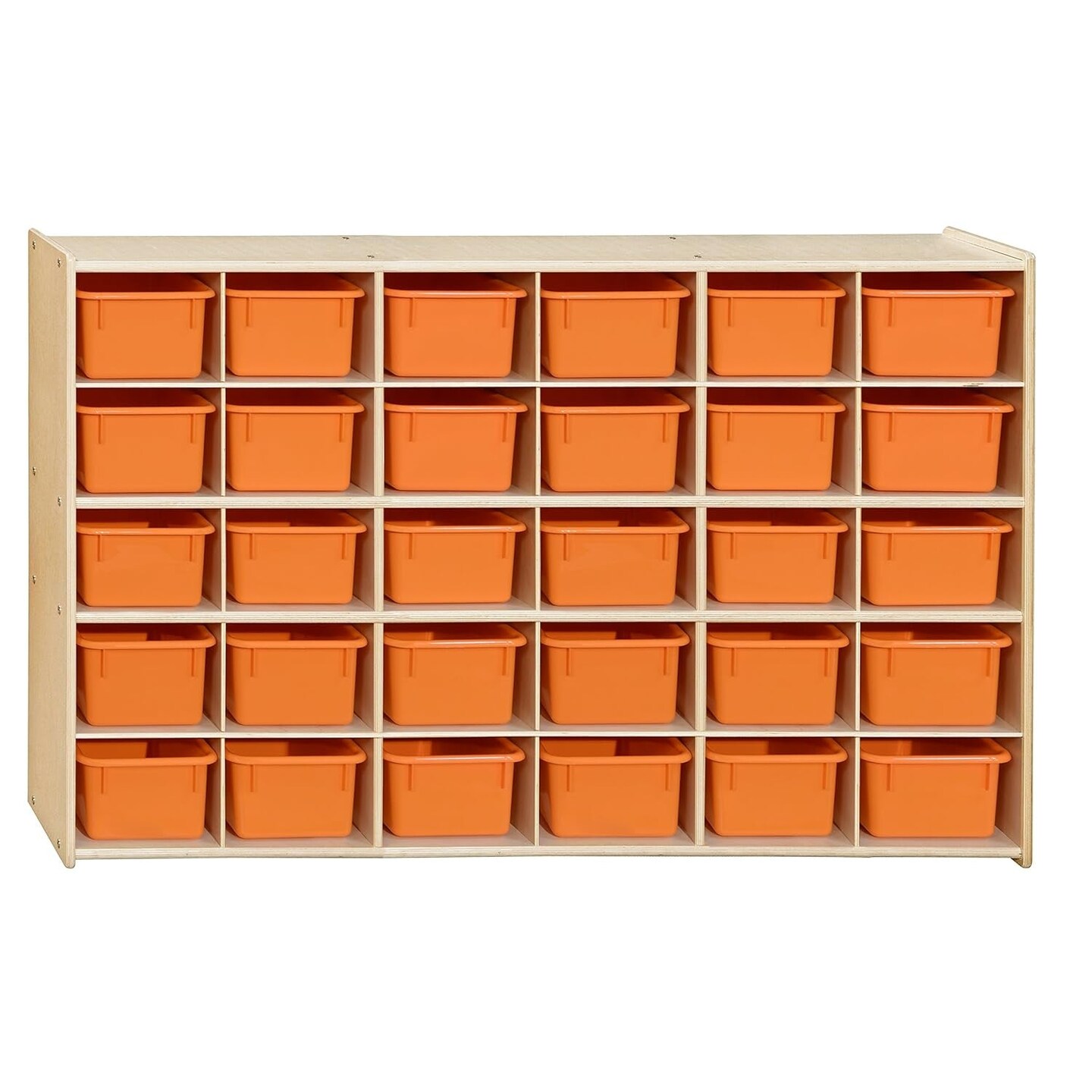 Cubby Storage Organizer Cubes, 20 Cubbies with Clear Plastic Bins, Wood ...