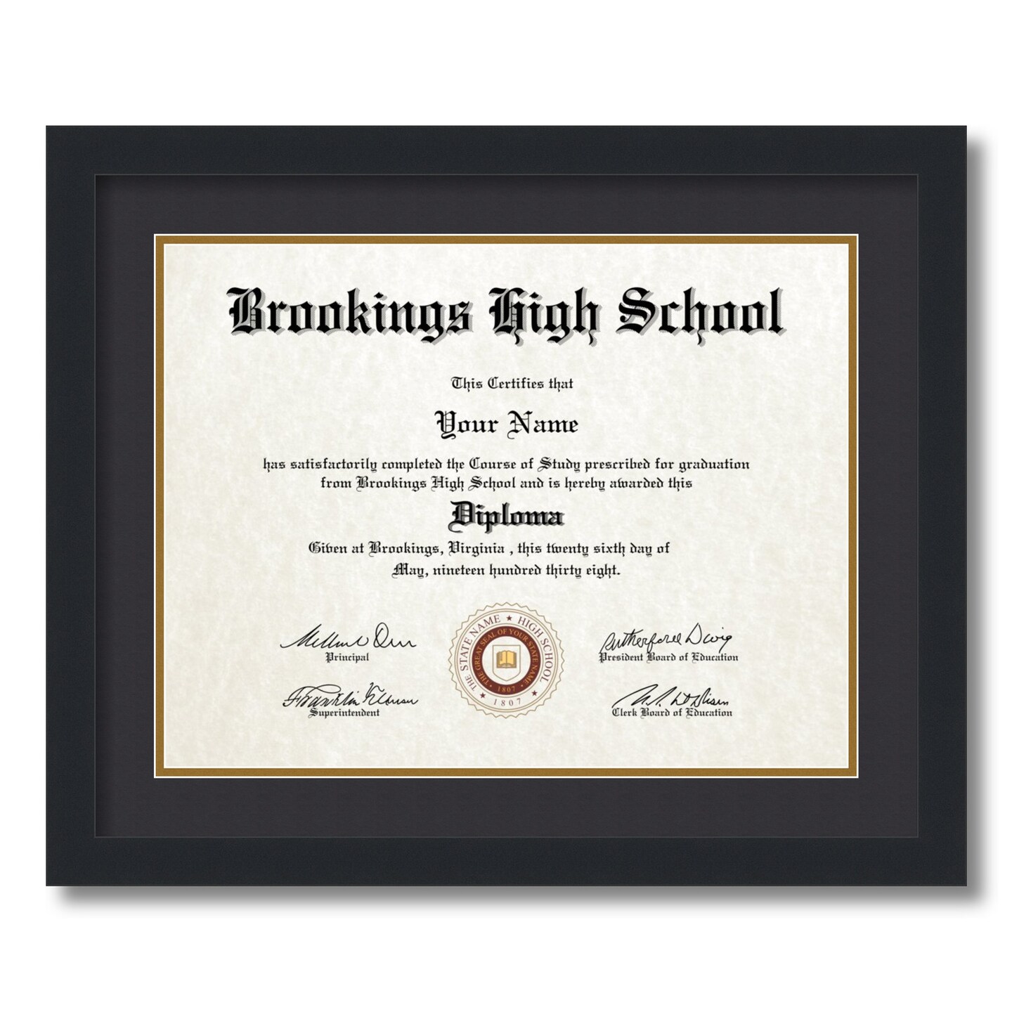 ArtToFrames 13x17 inch Diploma Frame - Framed with Black and Gold Mats ...
