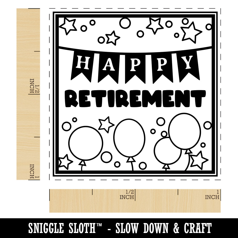 Happy Retirement Stars and Balloons Self-Inking Rubber Stamp Ink ...