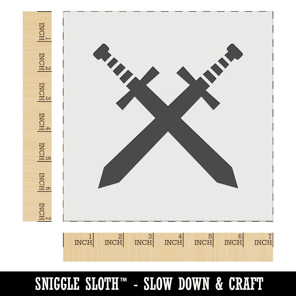 Crossed Swords Battle Icon Wall Cookie DIY Craft Reusable Stencil ...