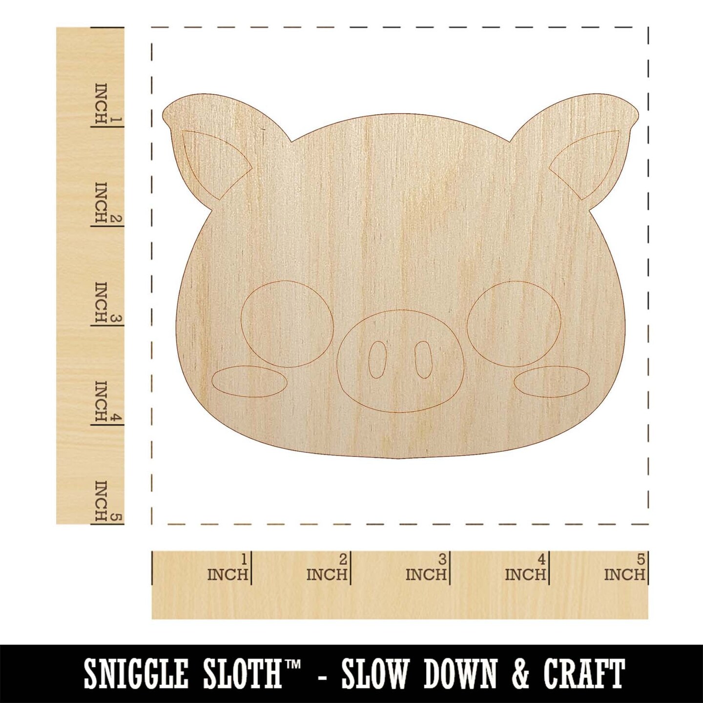 Charming Kawaii Chibi Pig Face Blushing Cheeks Unfinished Wood Shape ...