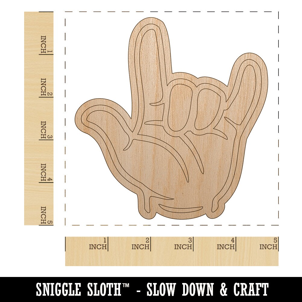 I Love You Hand Sign Language Unfinished Wood Shape Piece Cutout for ...