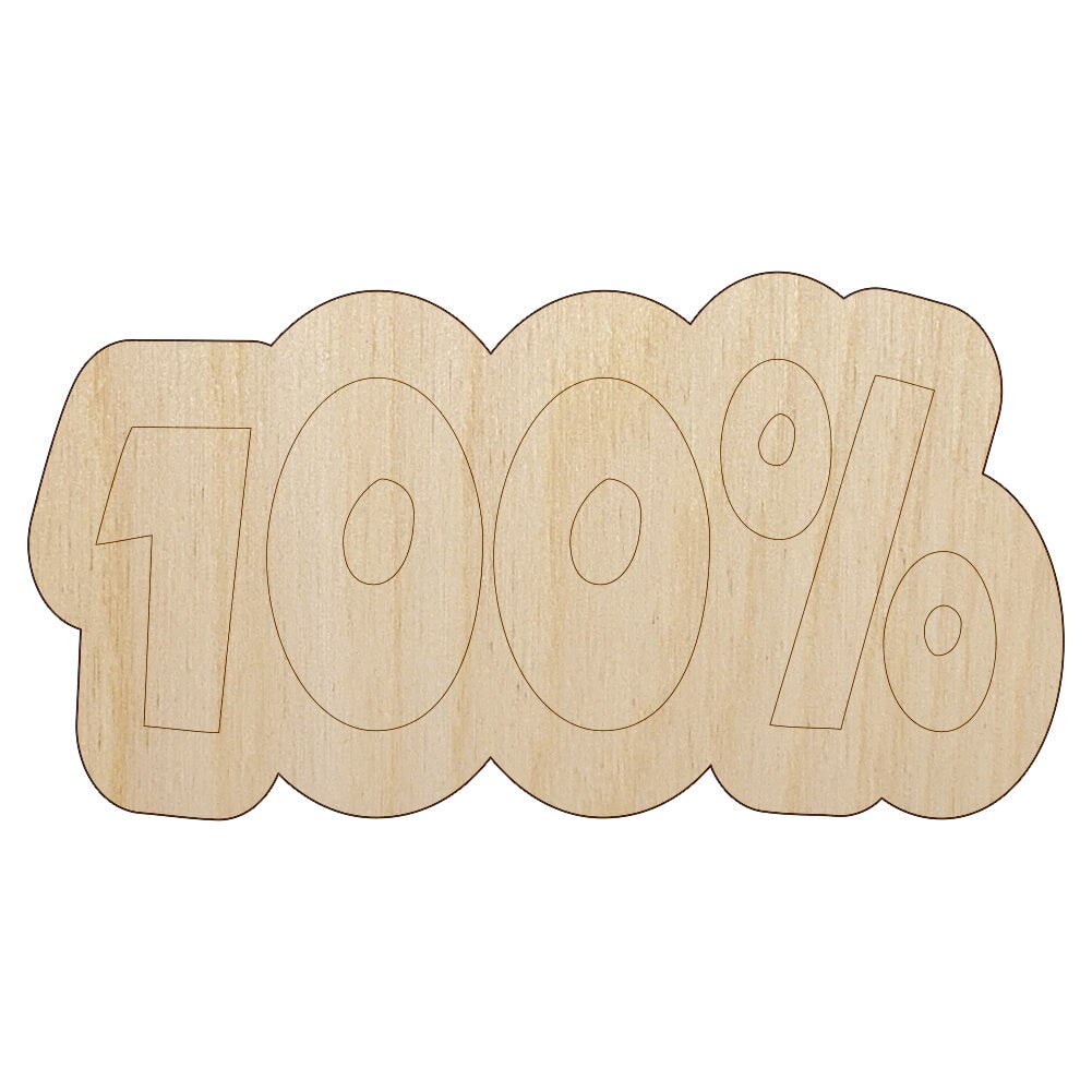 100 Percent Fun Text Unfinished Wood Shape Piece Cutout for DIY Craft ...