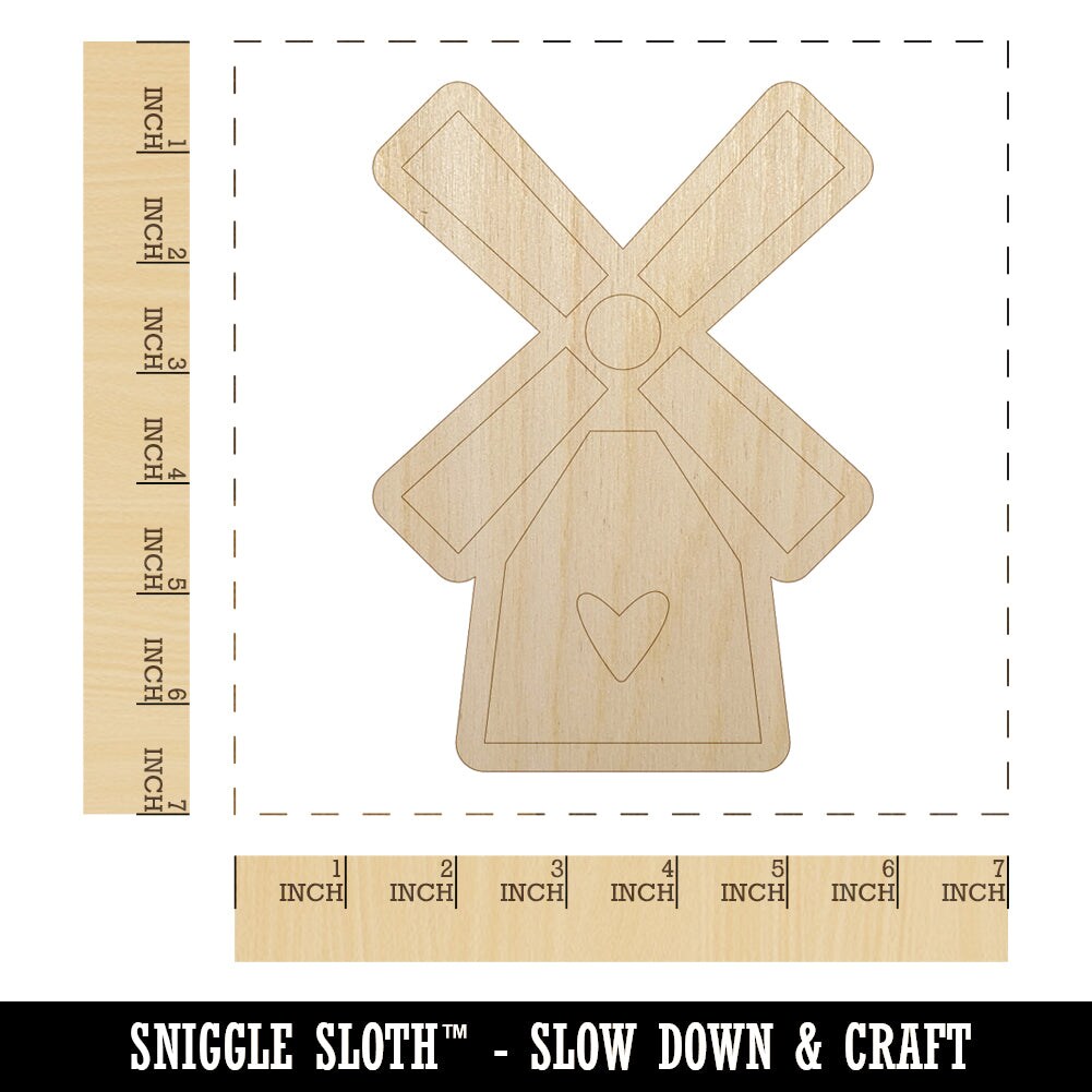 Windmill with Heart Netherlands Holland Unfinished Wood Shape Piece ...