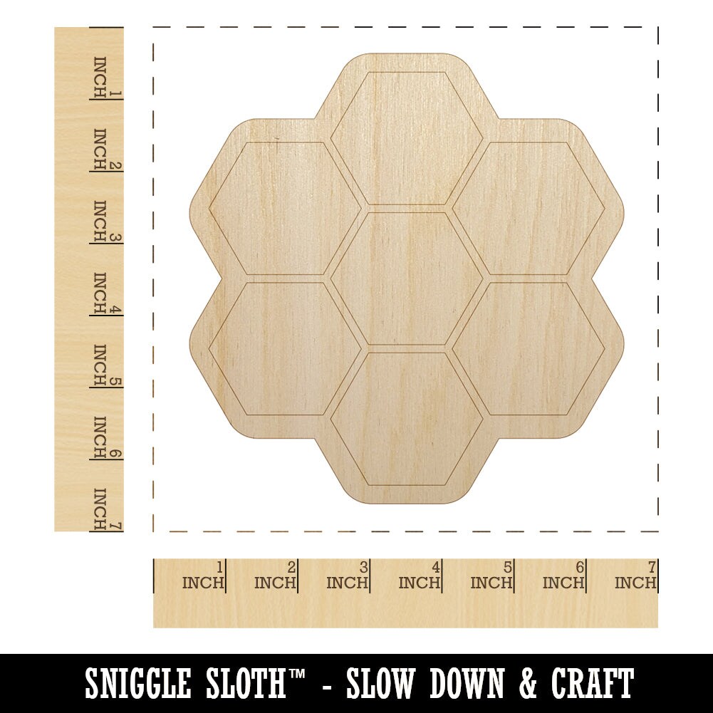 Bee Honeycomb Solid Unfinished Wood Shape Piece Cutout for DIY Craft ...