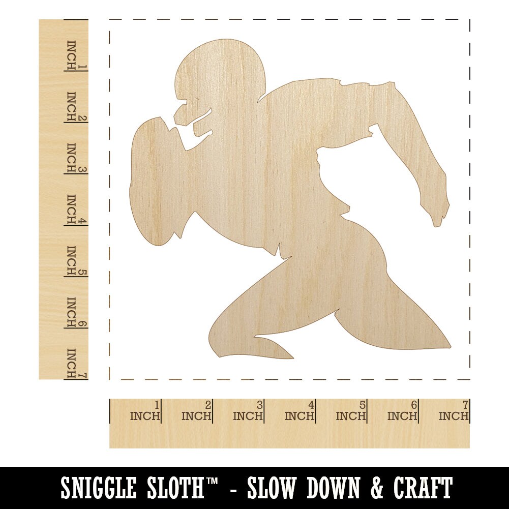 Football Player Running Solid Unfinished Wood Shape Piece Cutout for ...