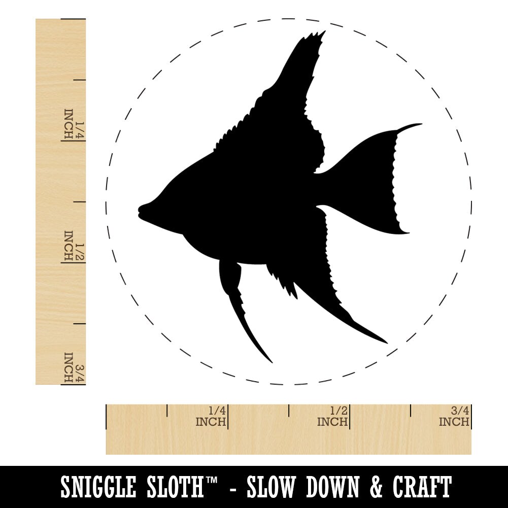 Freshwater Angelfish Fish Silhouette Self-Inking Rubber Stamp Ink ...