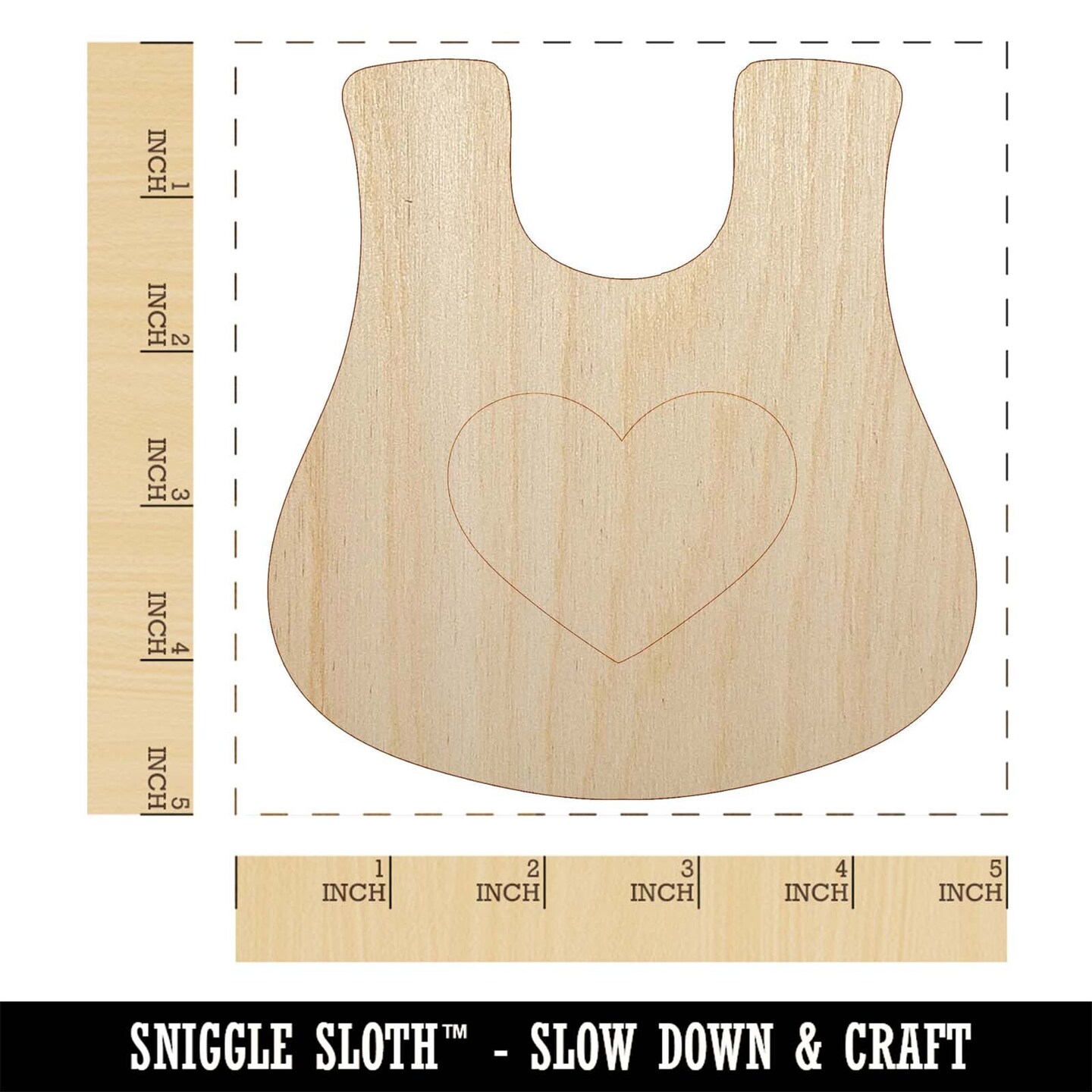 Baby Bib with Heart Unfinished Wood Shape Piece Cutout for DIY Craft ...