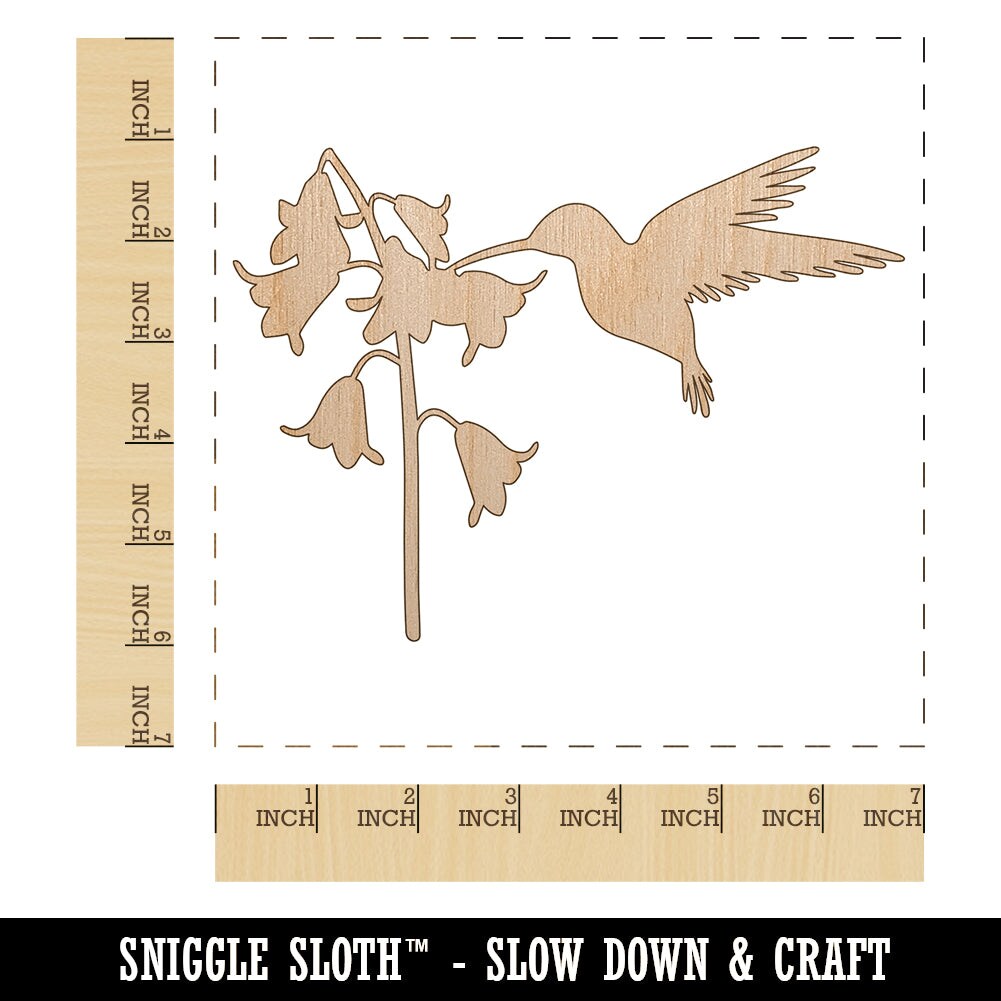 Hummingbird and Flower Unfinished Wood Shape Piece Cutout for DIY Craft ...