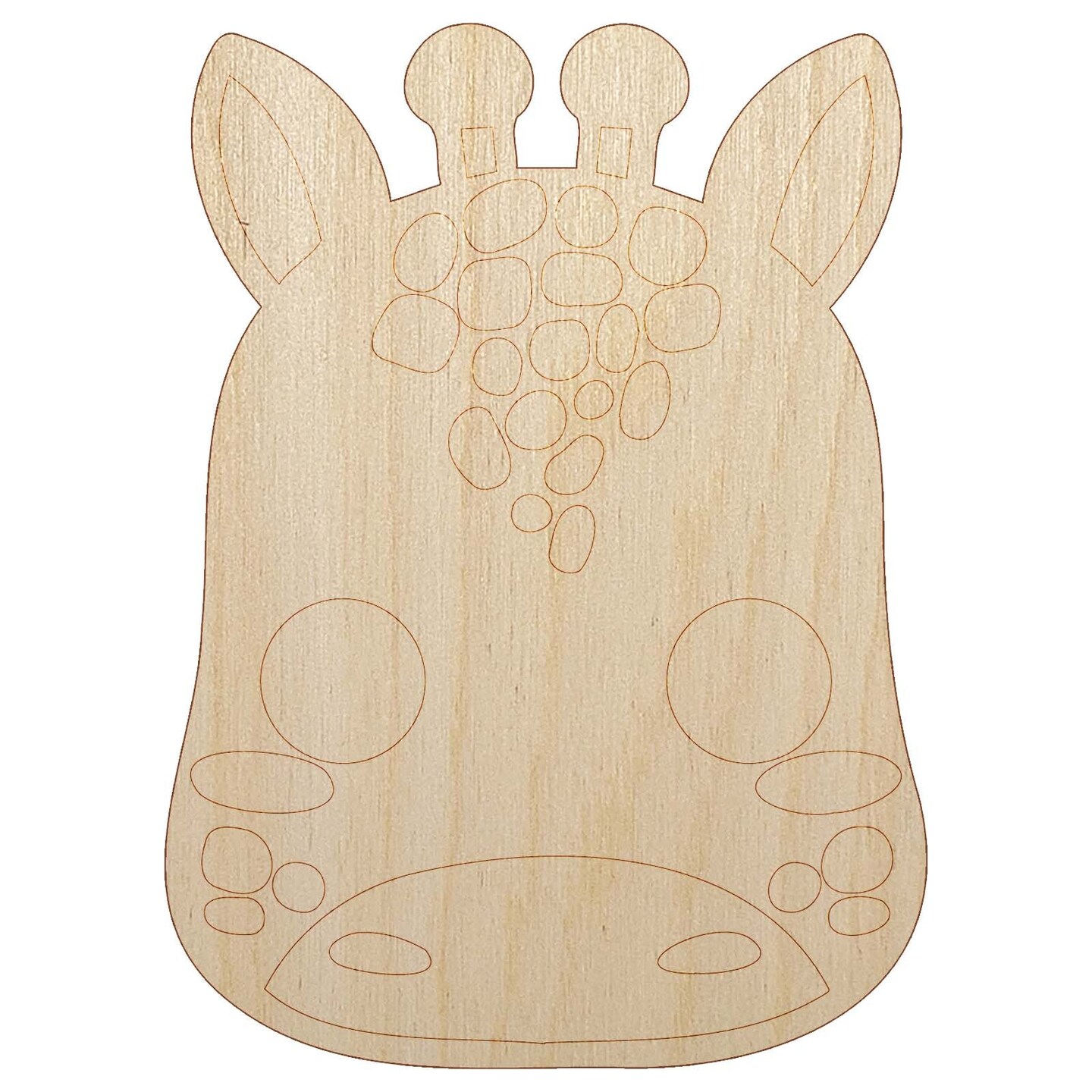 Charming Kawaii Chibi Giraffe Face Blushing Cheeks Unfinished Wood ...
