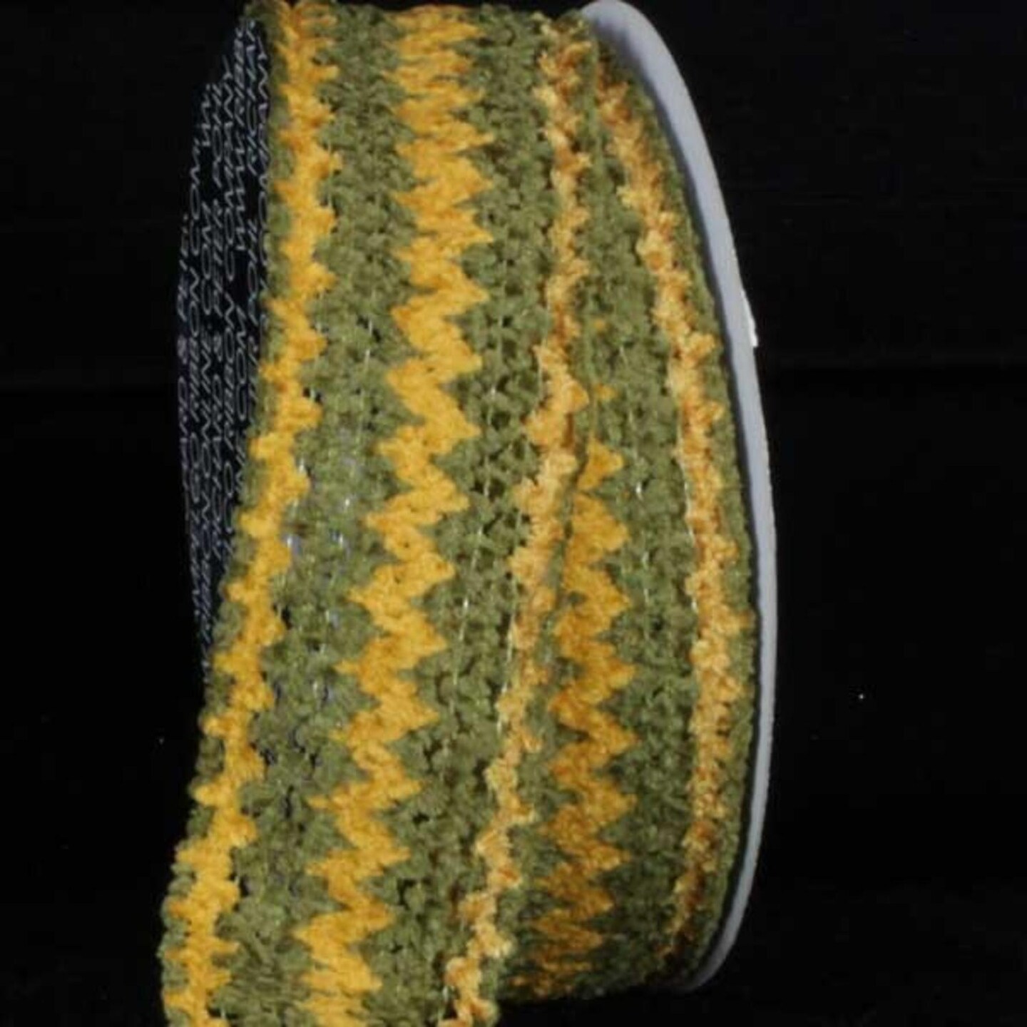 The Ribbon People Sage Green and Yellow Chevron Striped Chenille Wired ...
