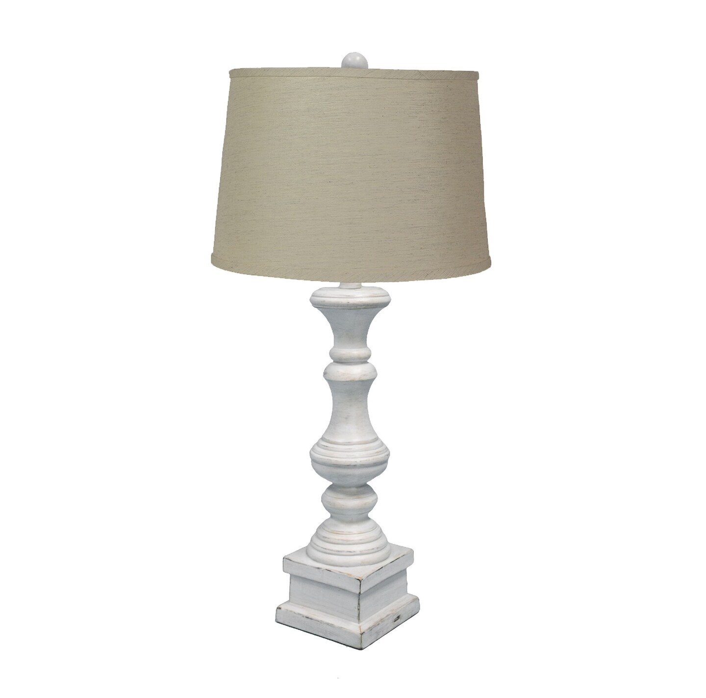 Mod Lighting and Decor White Austin Table Lamp with Jefferson Linen ...