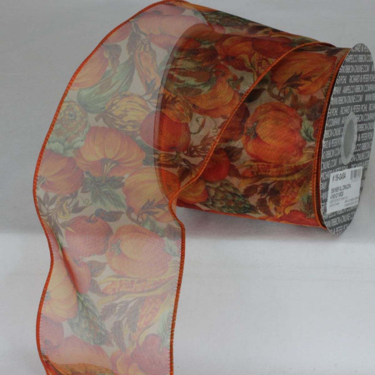 The Ribbon People Orange and Green Fall Cornucopia Semi Sheer ...