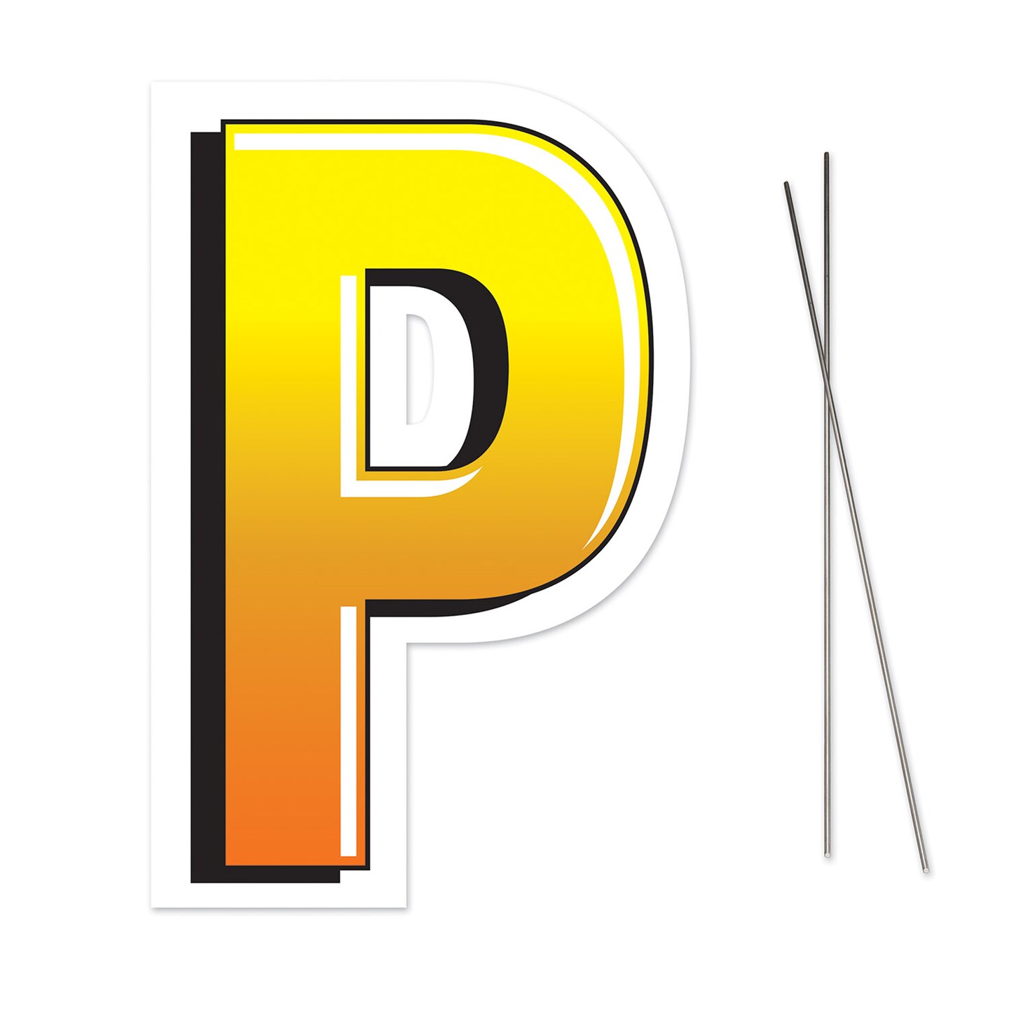 Beistle 18" Yellow and Black Letter "P" Plastic Yard Sign with Metal ...