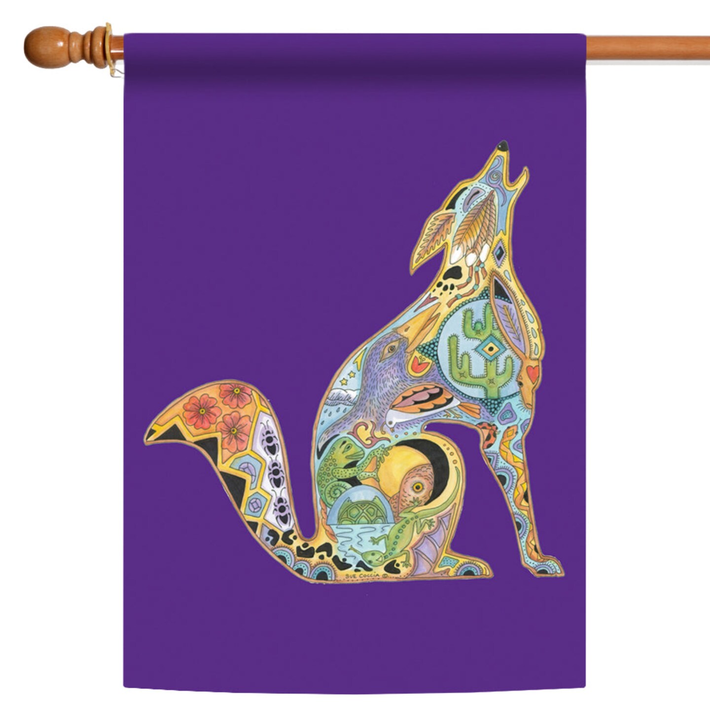 Toland Home Garden Animal Spirits Howling Wolf Outdoor House Flag 40" x ...