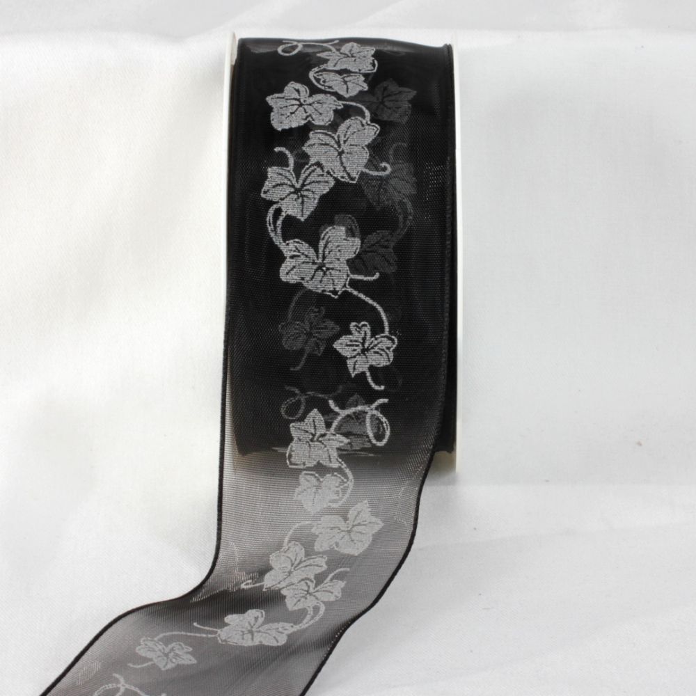 The Ribbon People Black and Gray Mourning Sorrow Ivy Ribbon 2" x 22 ...