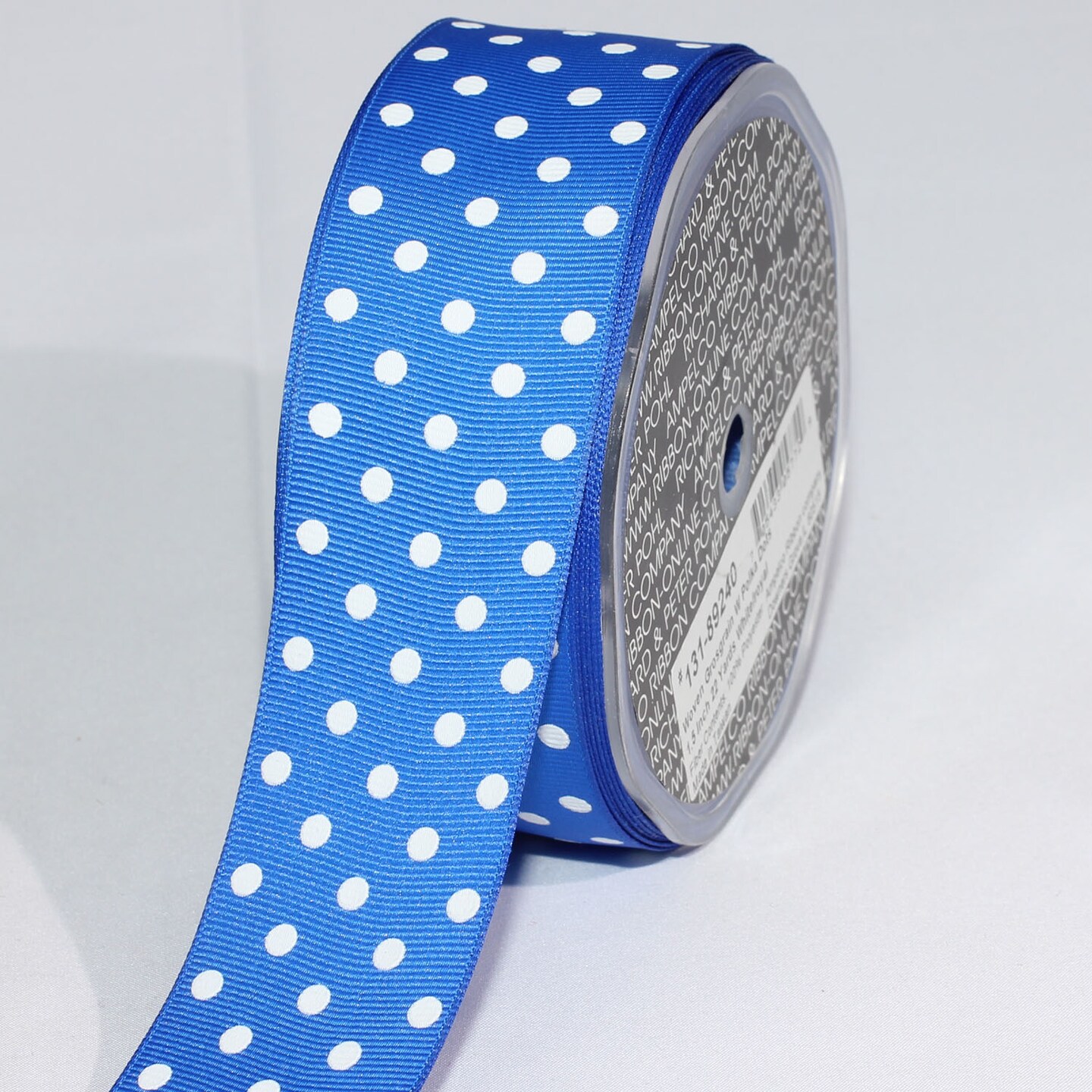 The Ribbon People Dark Blue and White Polka Dotted Grosgrain Craft ...