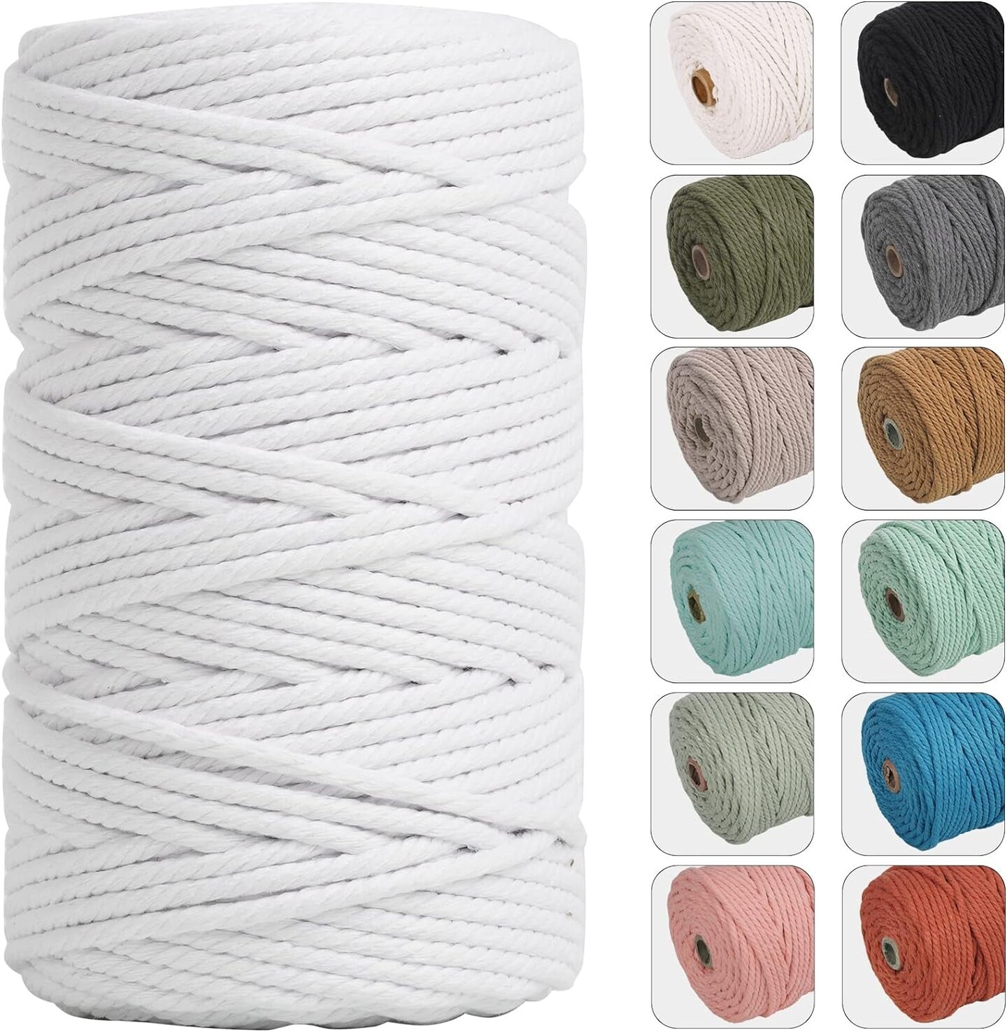 4Mm 109Yards Macrame Cord Natural Color Cotton Rope for Wall Hanging ...