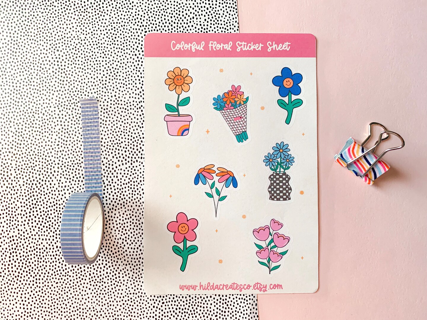 Colorful Floral sticker sheets - 4 Sticker Sheet Set - Cute Stationary ...