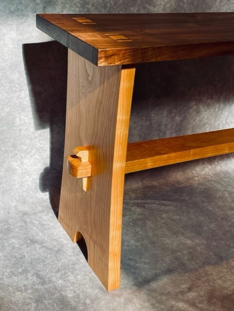 Kyokusen Entryway Bench Walnut with Cherry Legs and Accents with30"W x ...