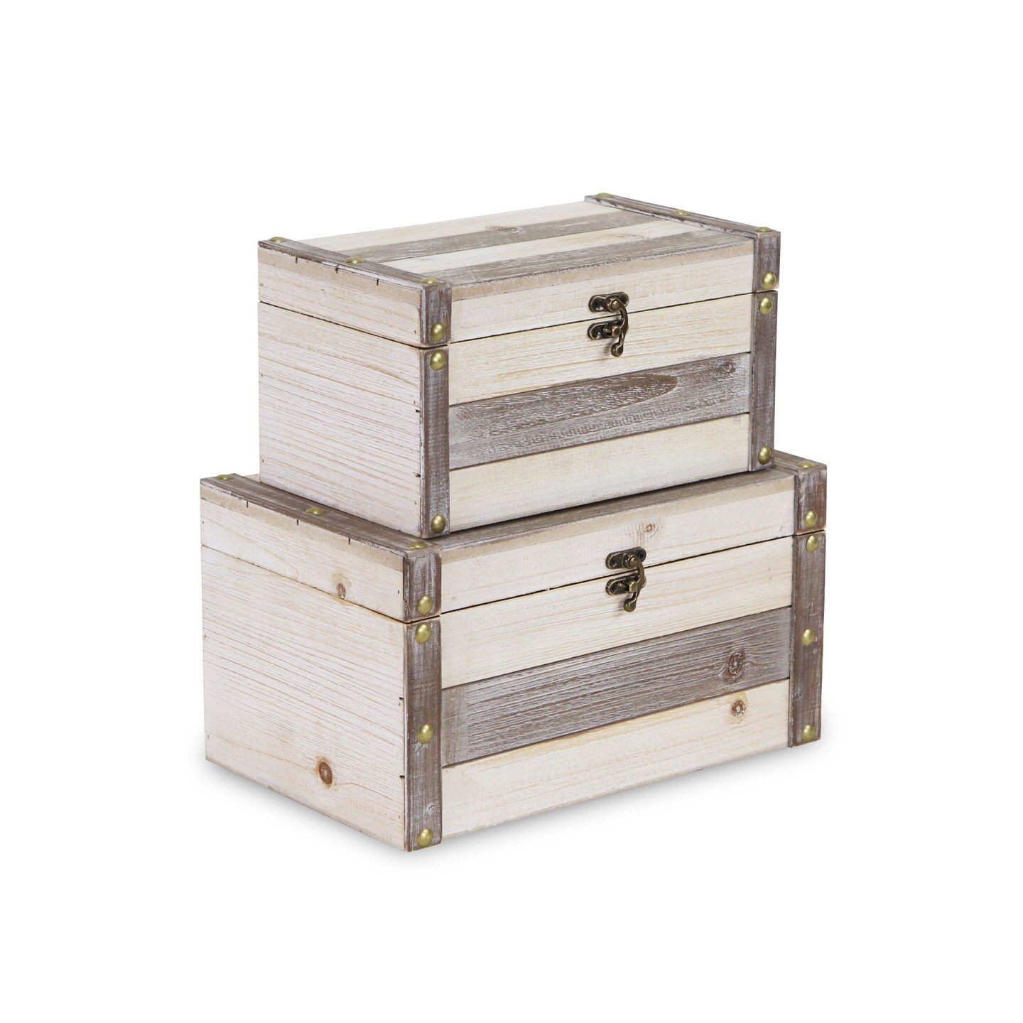 Contemporary Home Living Set of 2 Brown and Beige Handcrafted Storage ...