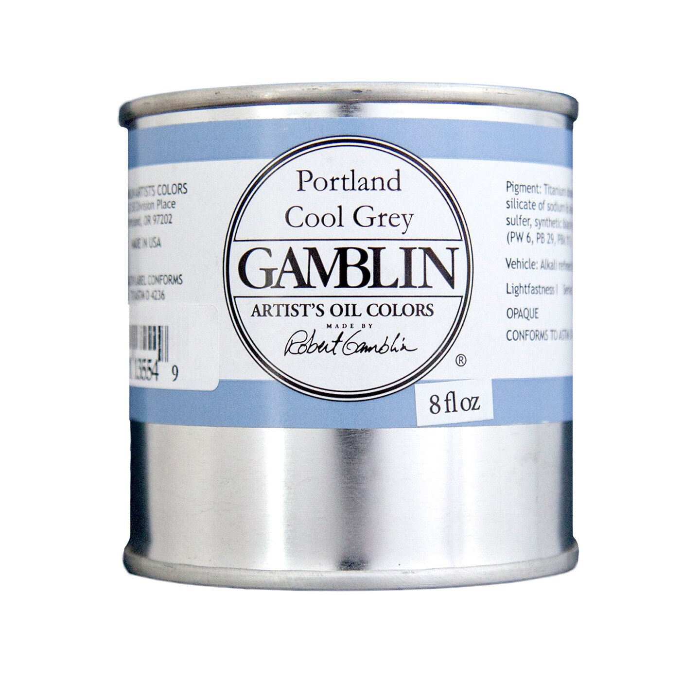 Gamblin Artist Grade Oil Color, 8 oz., Portland Cool Grey | Michaels