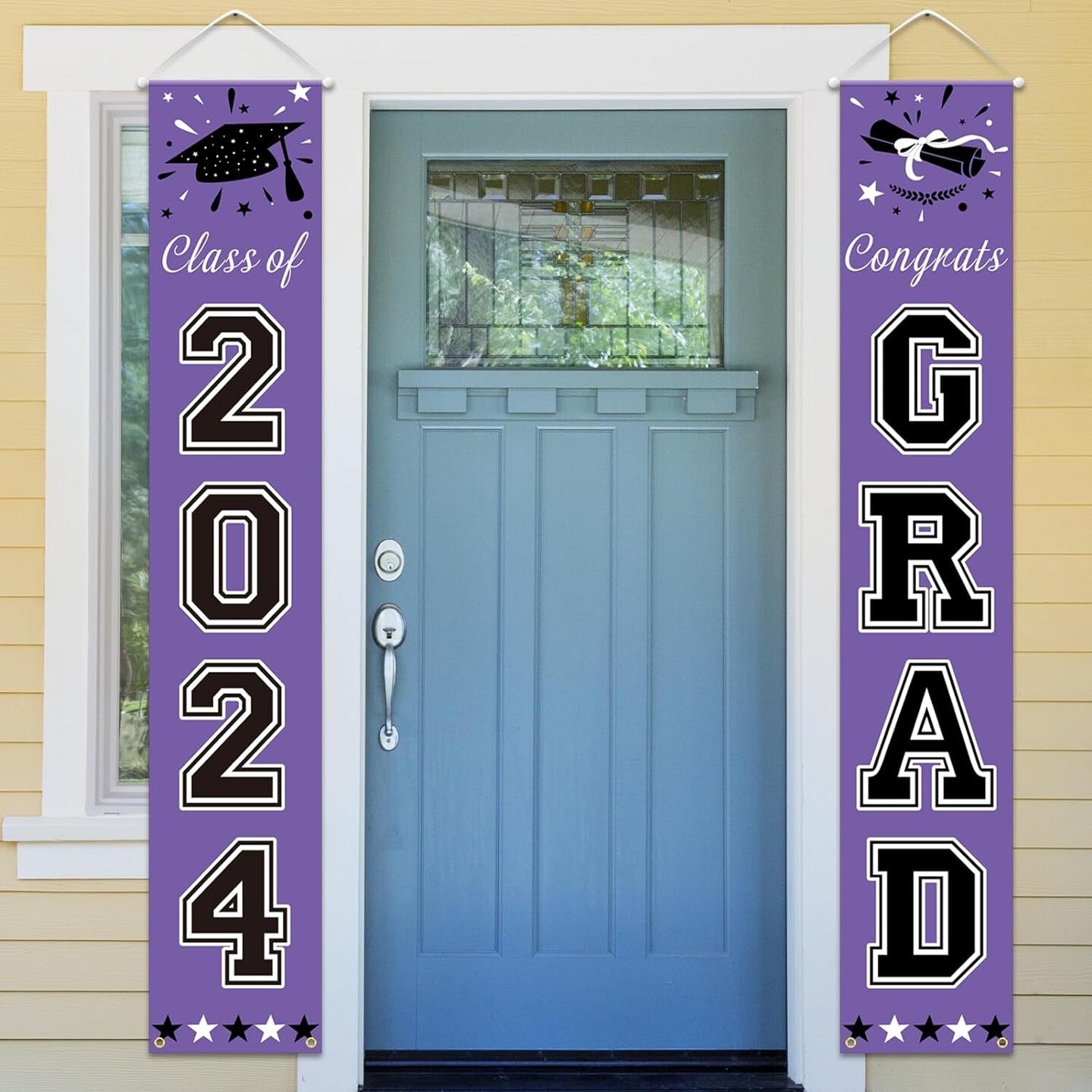 Blue Graduation Decorations Class of 2024, Congrats Grad Porch Banner ...