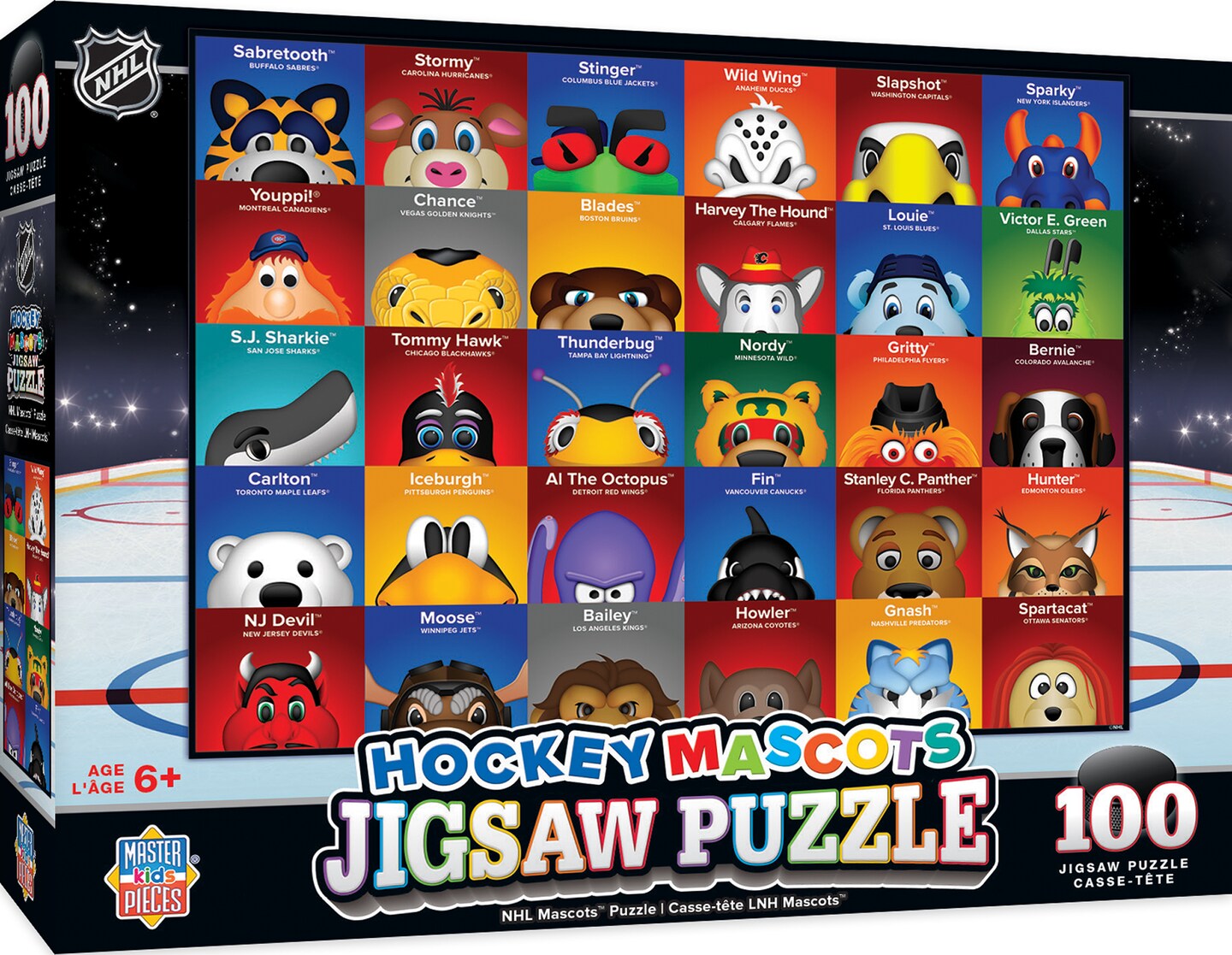 MasterPieces 100 Piece Sports Puzzle for Kids - NHL Mascots 100pc ...