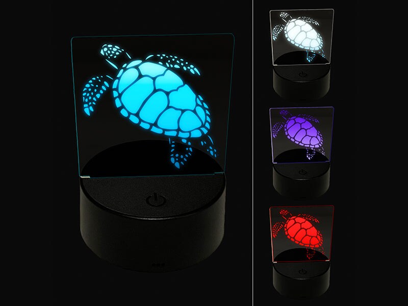 Swimming Sea Turtle 3D Illusion LED Night Light Sign Nightstand Desk ...