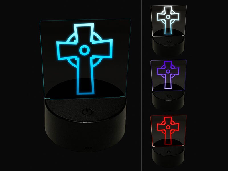 Celtic Cross Simple Outline 3D Illusion LED Night Light Sign Nightstand ...