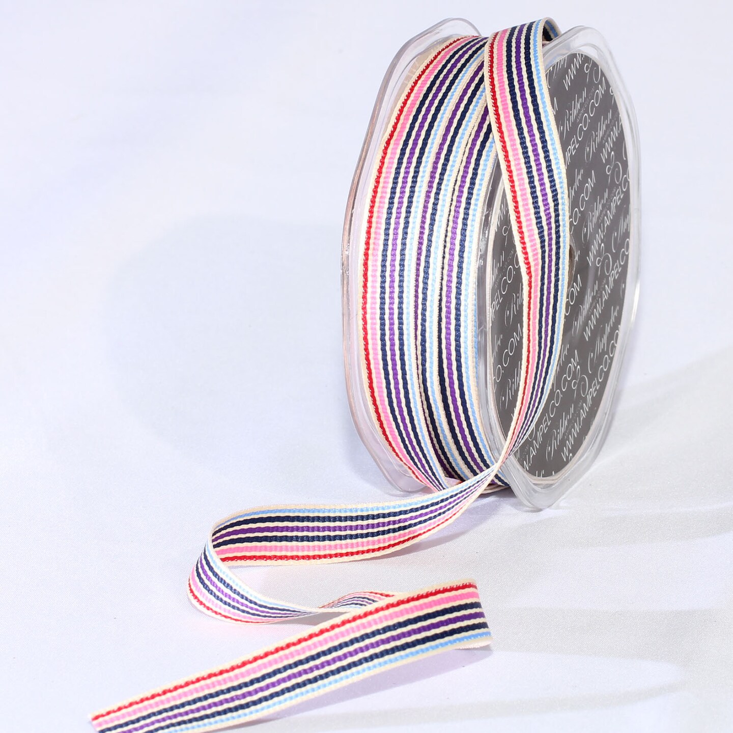 The Ribbon People Blue and Pink French Striped Craft Ribbon 0.5" x 132 ...