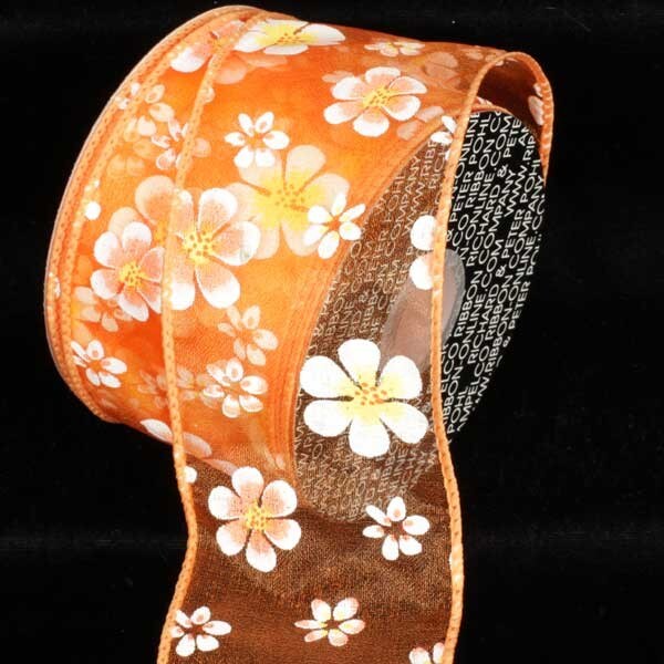 The Ribbon People Orange Magnolia Wired Craft Ribbon 2.5" x 40 Yards ...