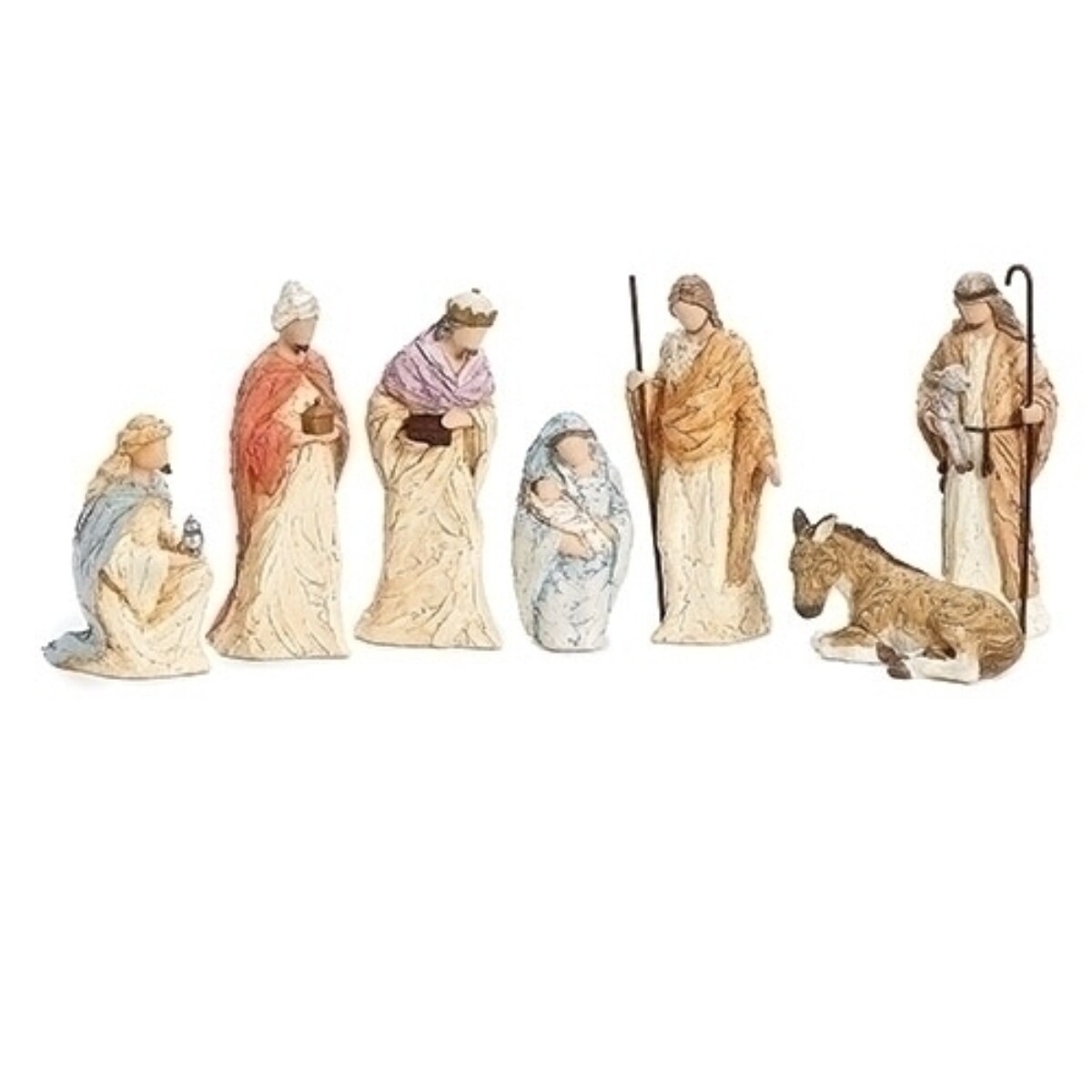 Roman 7 Piece Brown and White Christmas Tabletop Nativity Set 17 ...
