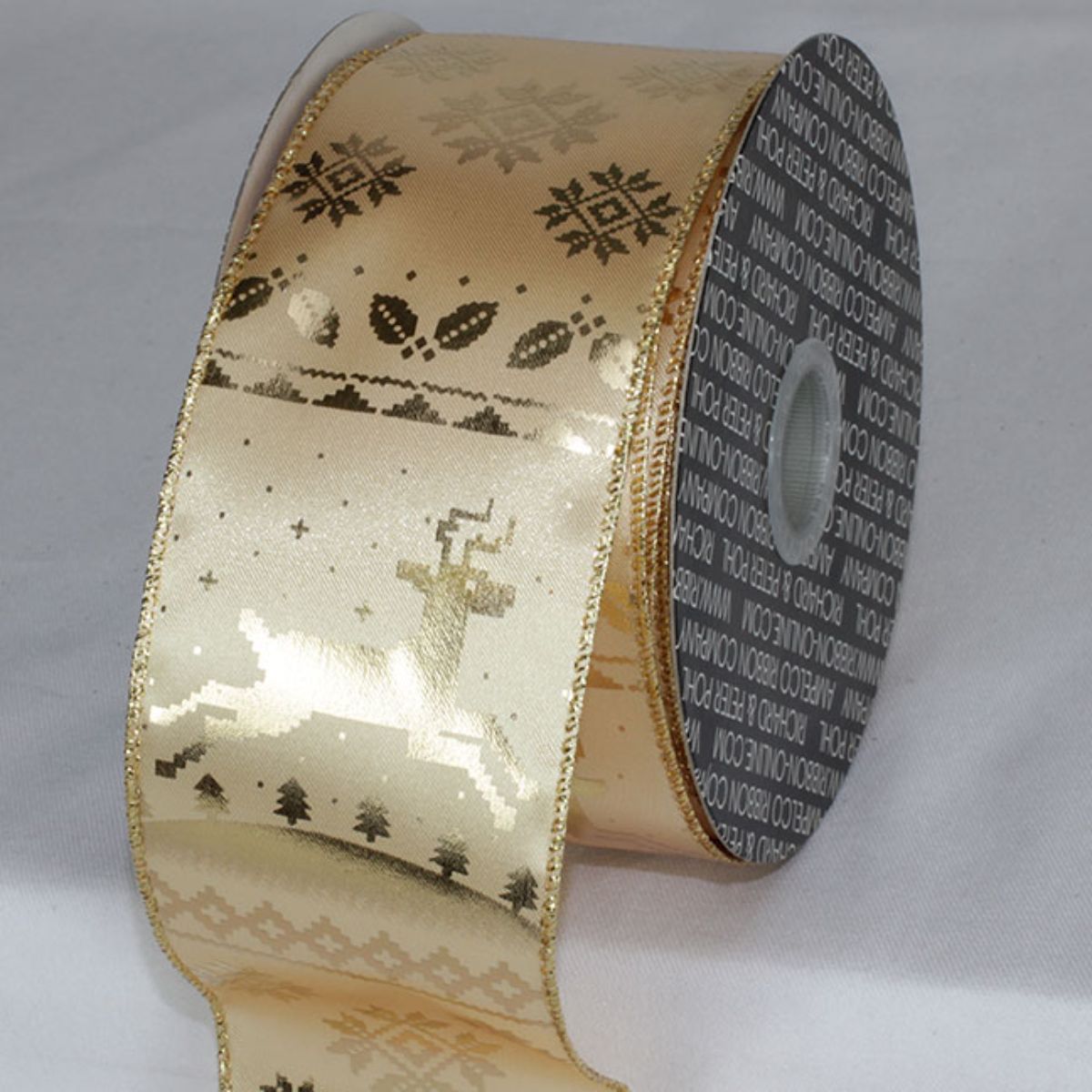 The Ribbon People Gold Reindeer Christmas Metallic Wired Craft Ribbon 2 ...