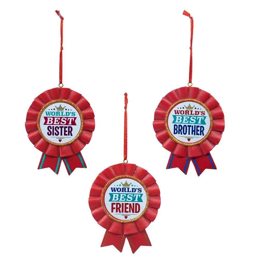 KSA Pack of 12 Ribbon Award for Sister Brother and Friend Christmas ...