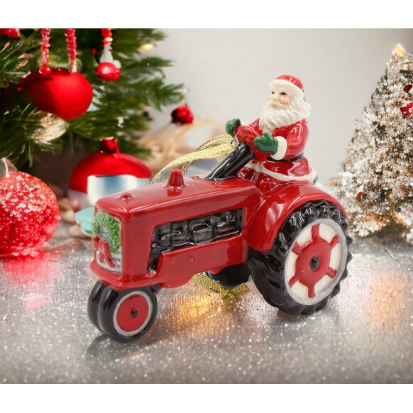 Christmas Santa Driving Tractor Ornament Gift Idea or Home Decoration ...