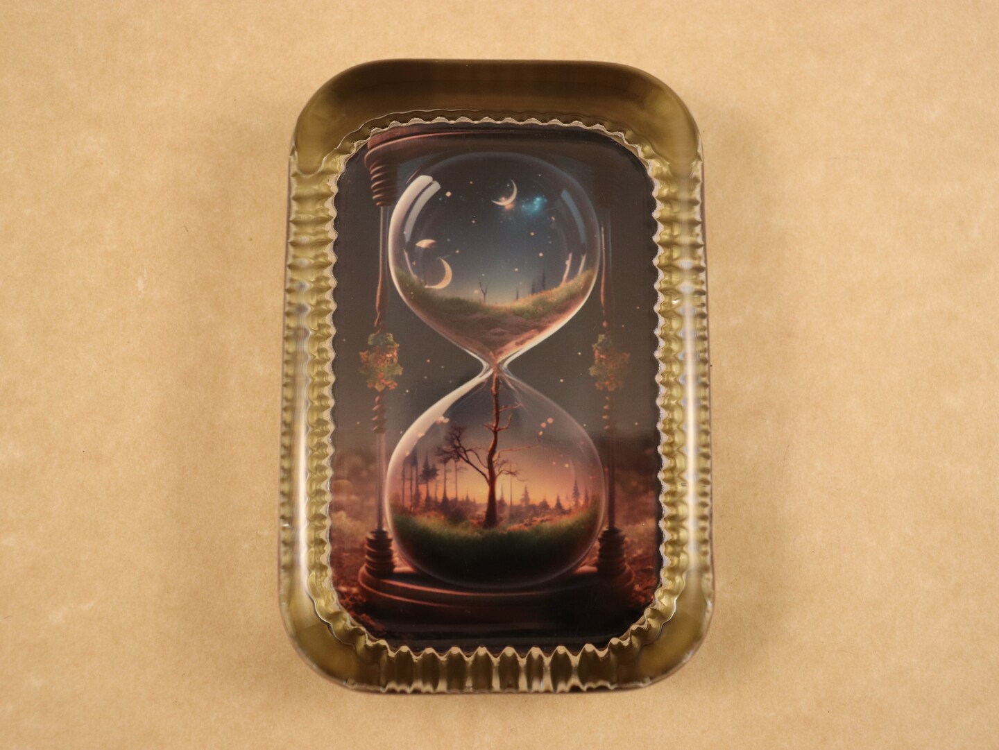 Hourglass Moon Paperweight, Sand Clock Art, Heirloom Rectangle, Moon ...
