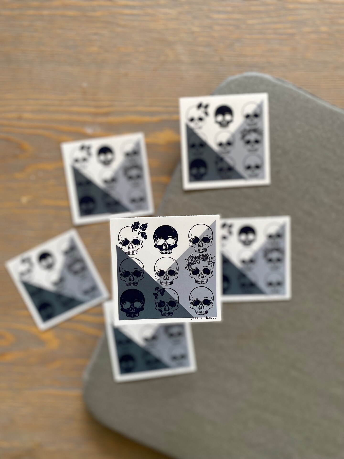 Skulls Sticker, plants and bones, glossy vinyl, green witch, growth and ...