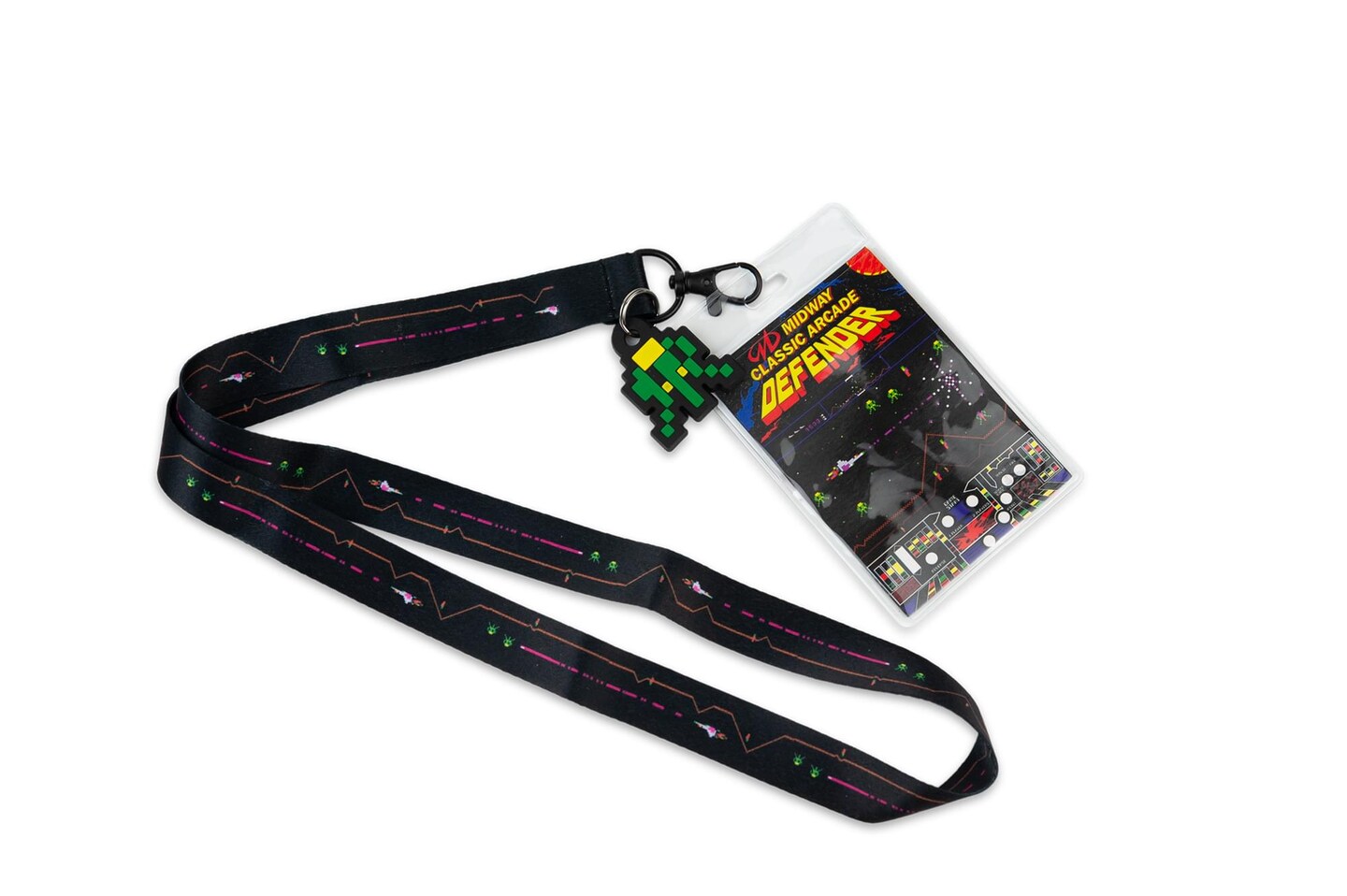 Midway Arcade Games Lanyard w/ ID Holder & Charm - Defender, Color ...