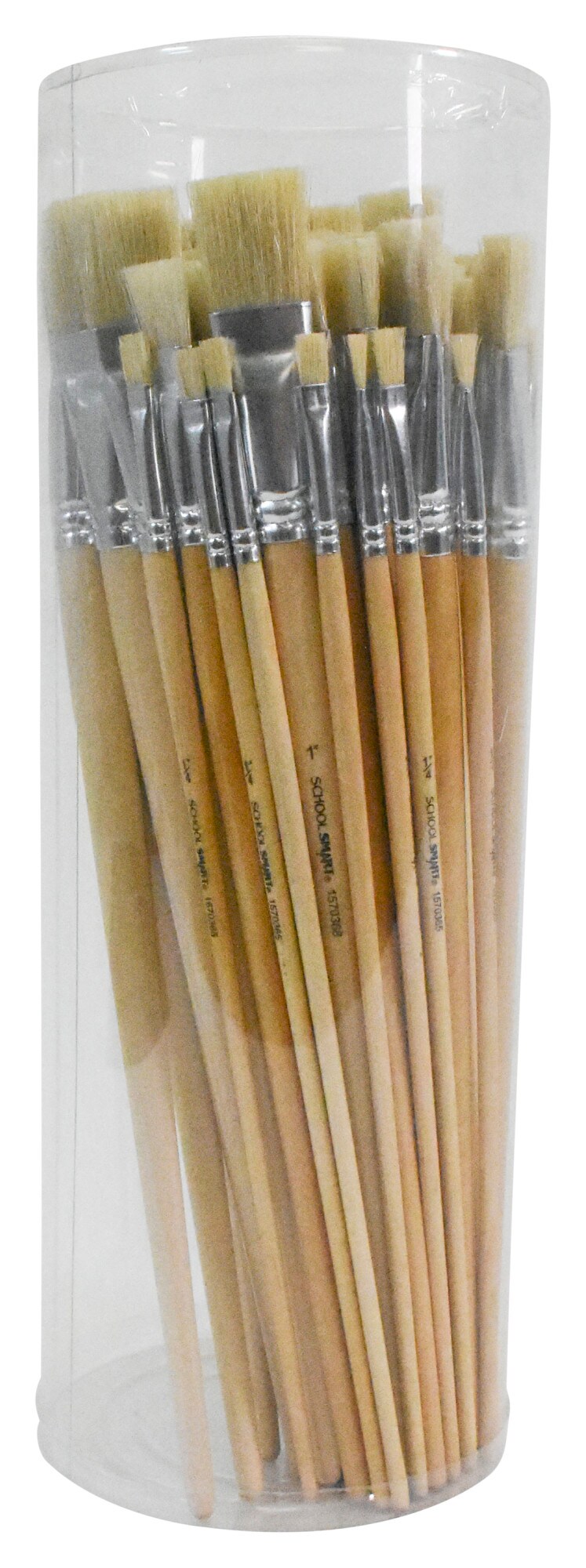 School Smart White Bristle Paint Brushes, Assorted Sizes, Set of 72 ...
